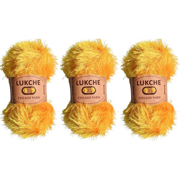 ・Lukche アイラッシュファンファー毛糸 ポリエステル100%。重量：100g／かせ、長さ：約150m（164ヤード）／かせ。<br>・針サイズ：棒針3〜3.5mm（D-E4号）、かぎ針4〜5mm（6〜8号）に対応。<...