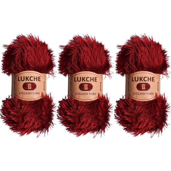 ・Lukche アイラッシュファンファー毛糸 ポリエステル100%。重量：100g／かせ、長さ：約150m（164ヤード）／かせ。<br>・針サイズ：棒針3〜3.5mm（D-E4号）、かぎ針4〜5mm（6〜8号）に対応。<...