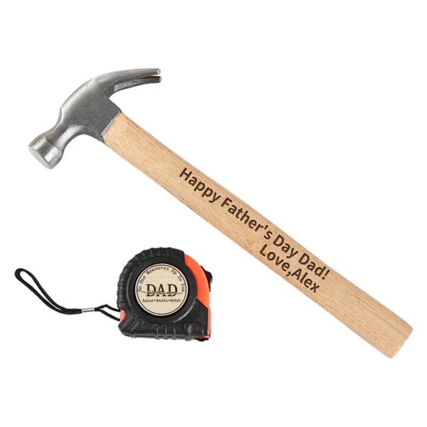 ・Customizable Tools for Dad: This father's day tape measure and hammer set can be personalized with a name or a special ...