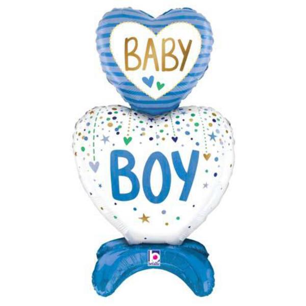 ・Baby Boy Hearts Standup Mylar Balloon: Elegant Celebration Centrepiece