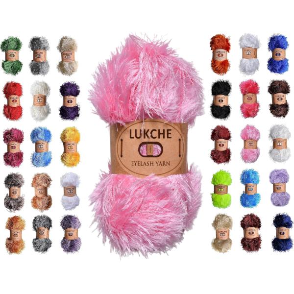 ・Lukche Eyelash Yarn High Quality %100 Polyester・Needle Size: D-E4 (3 - 3,5 mm) / Hook Size: 6-8 (4-5 mm)・Each one is 3,...