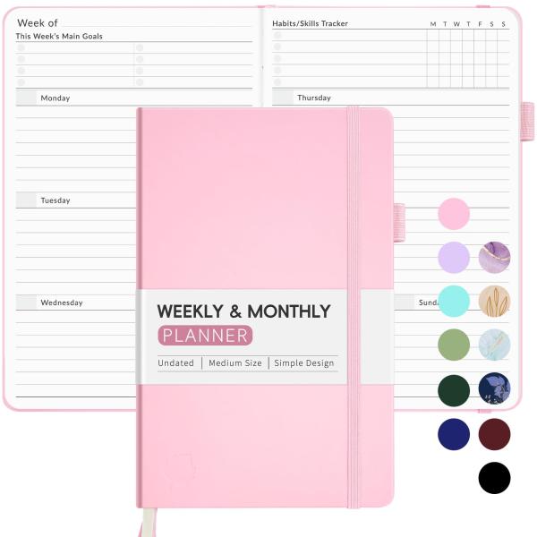 ・Undated Planner with Simple Layout: Come with 12 months of monthly and weekly pages, providing a fresh start for an ent...