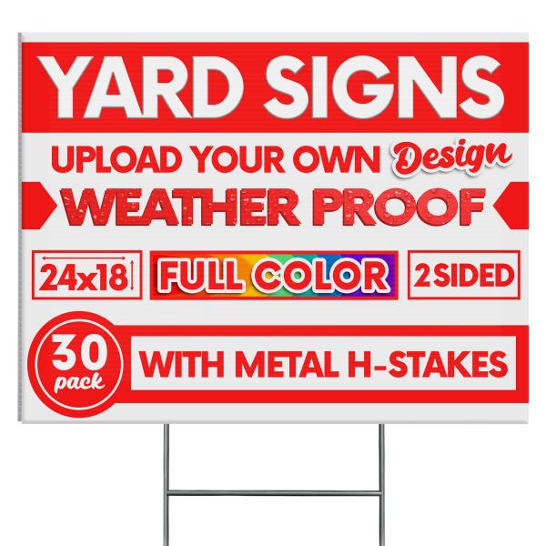 ・Be creative with your customizable sign - You can upload up to 3 images and textboxes for your personalized yard sign. ...