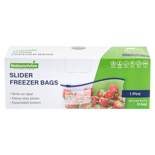 ・SLIDER LOCK: The slide-lock zipper of these zipper bags for food creates a tight seal to keep air out, locking in the f...
