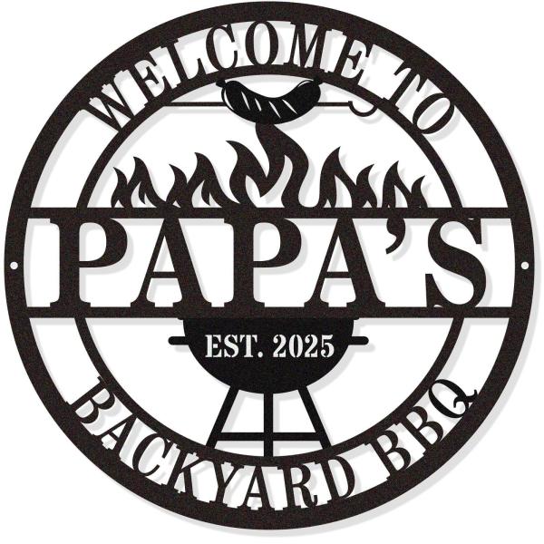 ・Custom BBQ Name Sign: Personalize your barbecue space with a custom metal sign featuring your family name or special te...
