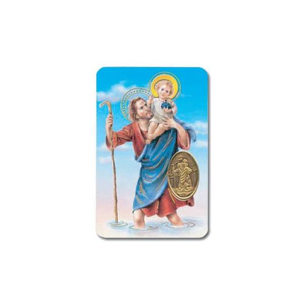 ・Design and Style; Laminated holy card with gold foil embossed medal design. The back of the holy card card has a prayer...