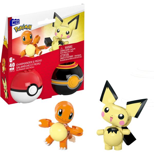 ・Pok〓 Ball set with 2 buildable Pok〓mon and 2 Pok〓 Balls・Features buildable Charmander and Pichu・Pieces combine with all...