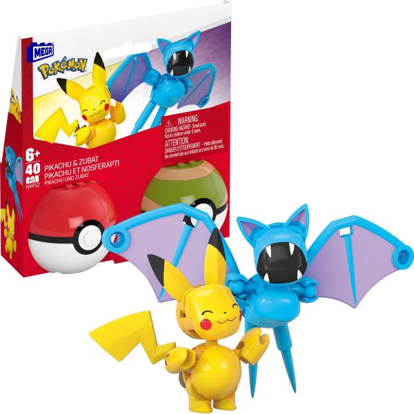 ・Pok〓 Ball set with 2 buildable Pok〓mon and 2 Pok〓 Balls・Features buildable Pikachu and Zubat・Pieces combine with all Po...