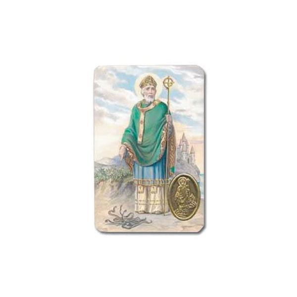 ・Design and Style; Laminated holy card with gold foil embossed medal design. The back of the holy card card has a prayer...