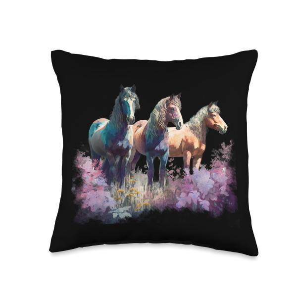 ・Horses Flowers Wild Mane Boho Western Southern Cowgirl graphic design. For rodeo, ranch horse lovers, women, girls, bar...
