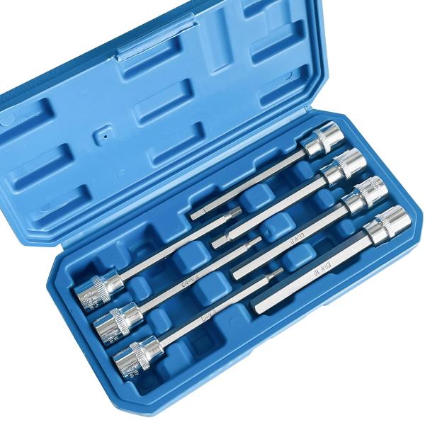 ・Sutekus Long Hex Bit Socket Set Includes 3mm, 4mm, 5mm, 6mm, 7mm, 8mm and 10mm in 3/8" Drive.・This hex bit socket set i...