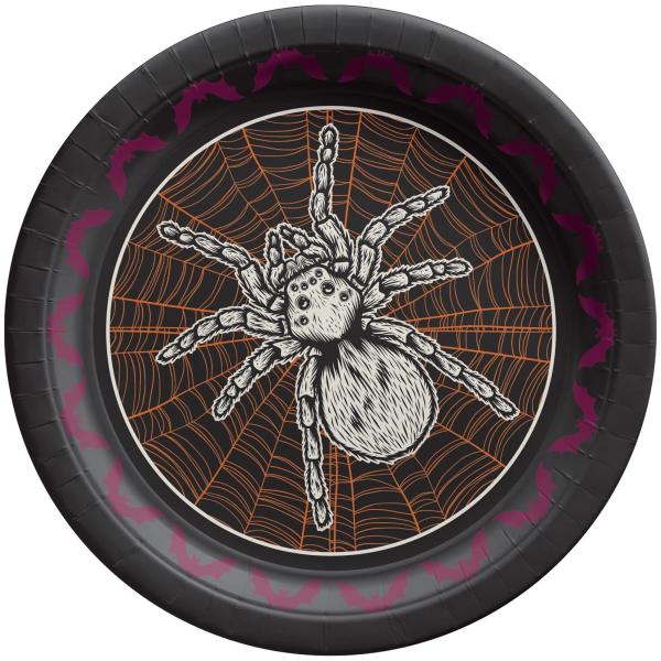・PACKAGE INCLUDES: 20 Black wicked haunting round paper plates - 6.75".・CREEPY: Each round plate features a big creepy s...