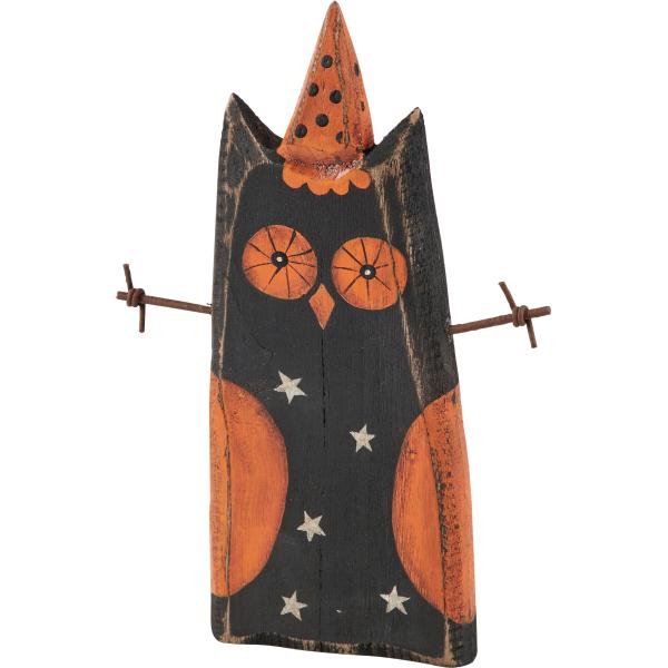 ・DECORATIVE OWL: A fun decorative wooden owl dressed for Halloween recreated from an original hand carved and painted pi...