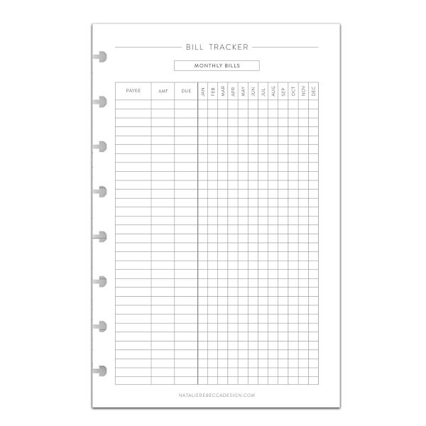 ディスクバインダー対応の家計管理リフィル。請求書トラッカー用5.5×8.5インチフォーム、表裏印刷の25枚入り。Levenger Circa・ARC・TUL・Happy Plannerなど8ディスクシステムに対応。プレミアム用紙でなめらかな...