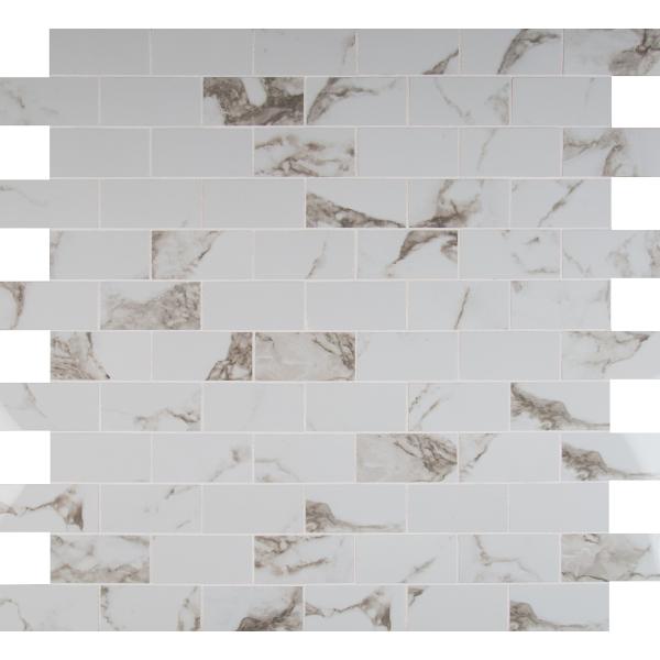 ・Grade 1, porcelain mosaic subway tile for floor, wall and countertop use・Glazed polished finish with a high sheen and s...