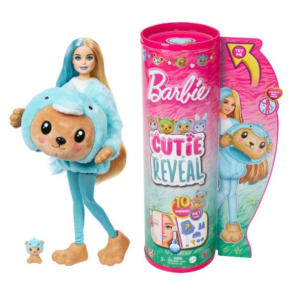 ・With 10 surprises in 1 box, Barbie Cutie Reveal costume-themed series dolls deliver the cutest unboxing experience with...