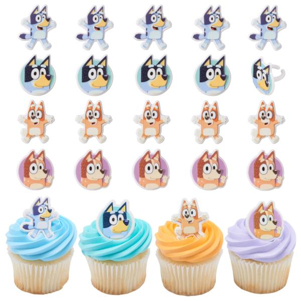 ・DecoPac Bluey So Much Fun Cupcake Rings - 24 cupcake rings featuring everyone's favorite blue heelers Bluey and Bingo, ...