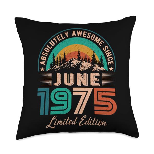 ・This vintage birthday decoration design with the slogan Absolutely Awesome Since June 1975 is ideal for anyone born in ...