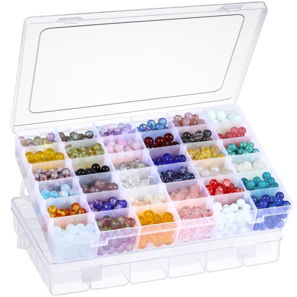 ・★PRODUCT INCLUDES - 2 pack 36 compartment clear plastic storage boxes and 72 pcs small sticker labels. They are package...