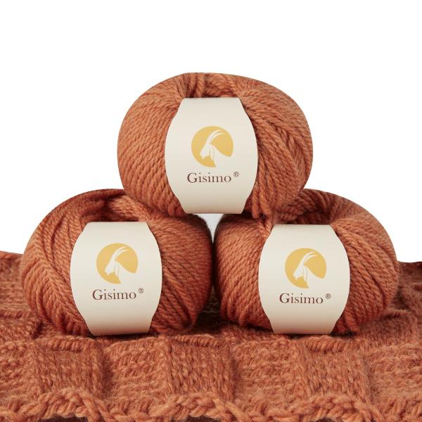・Gisimo 100%メリノウール毛糸 3プライ、1玉50g/75m（約82ヤード）<br>・柔らかく光沢があり通気性に優れたメリノウール。手編み・かぎ針編みのセーター・帽子・小物に最適<br>・お手入れ：冷水手洗...