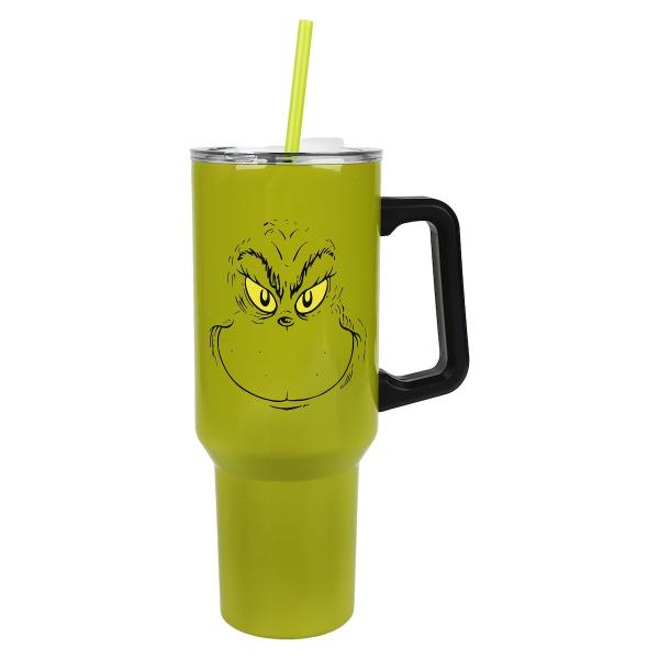 ・CUSTOM DESIGN: This green The Grinch 40 oz stainless steel tumbler showcases a custom design of the Grinch's grinning f...