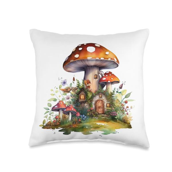 ・Step into a world of enchantment with this cute Whimsical Mushroom Cottage design! At the heart of this lovely vintage ...
