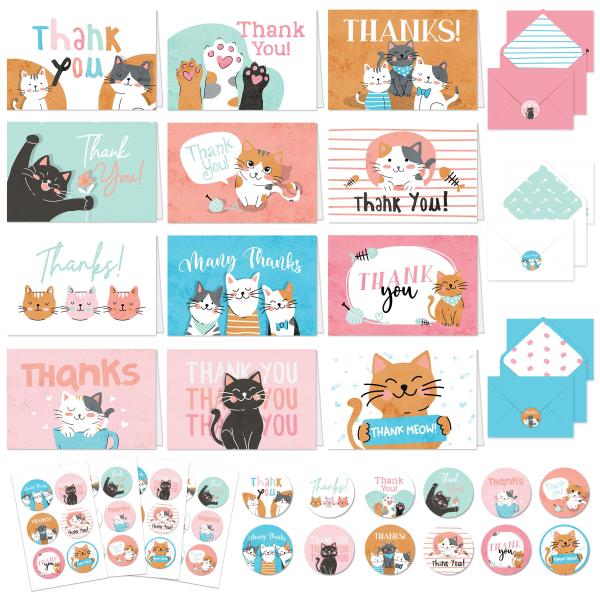 ・DELIGHTFUL CAT ILLUSTRATION - The thank you cards cats feature a unique and charming cat character, brilliantly designe...