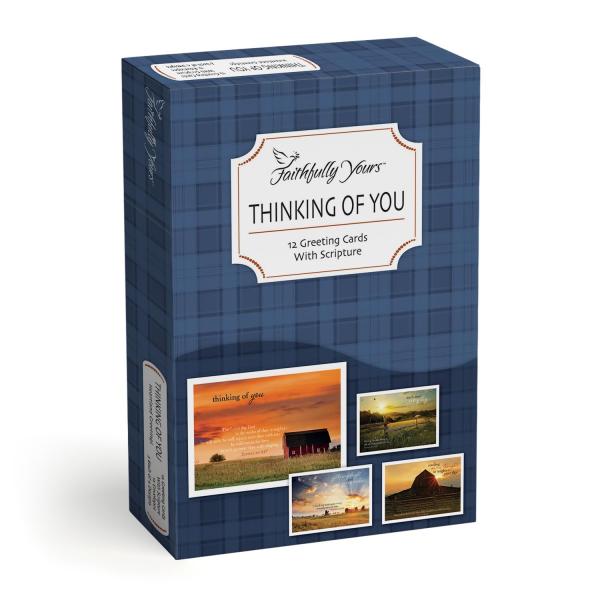 ・信仰に基づいた毎日カード - Designer Greetingsの聖書の聖句をフィーチャーした「Faithfully Yours」シリーズのカードです。このボックス入り詰め合わせのThinking of Youグリーティングカードは、ア...