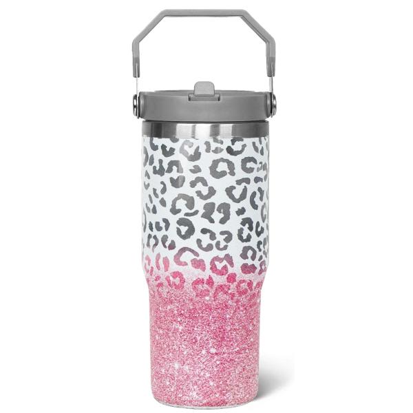・LEOPARD TUMBLER DESIGN: 30 oz leopard tumbler with handle, features wall vacuum insulation technology.Suitable for summ...
