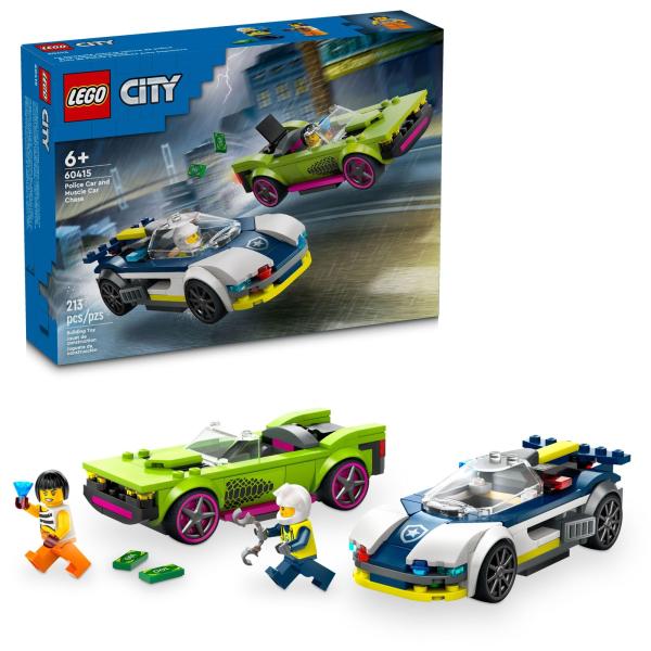 ・Police car toy for tire-screeching action - Police pursuits await with the LEGO City Police Car and Muscle Car Chase pl...