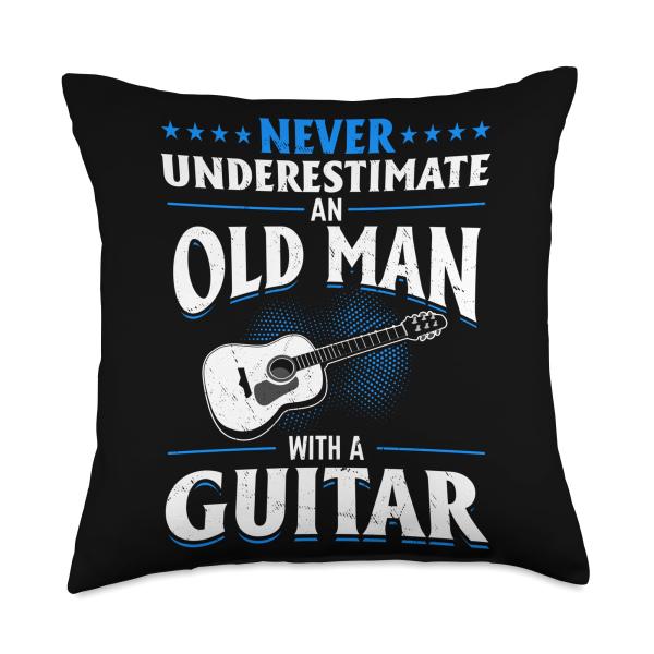 ・Our motif with the stylish guitar motif and the inspirational saying "Untersch〓tze niemals einen alten Mann mit einer G...