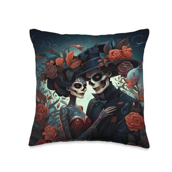 ・Embrace the dark romance of our Goth Couple Day of the Dead design. Featuring a gothic couple adorned in sugar skull ma...