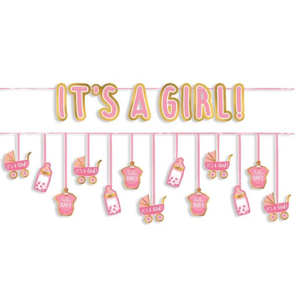 ・CELEBRATE IN STYLE: Our "It's A Girl" Double Banner Multi-Pack boasts a premium 12' x 5.5" pink paper design, perfect f...