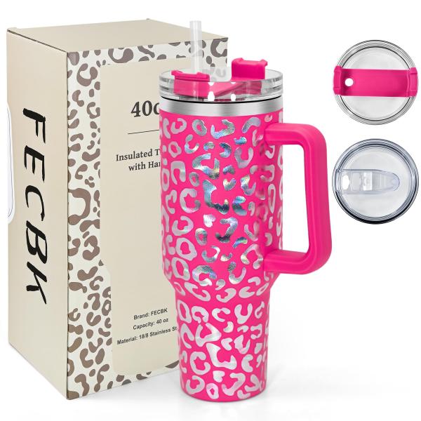 ・【KEEP YOUR DRINK HOT OR COLD ALL DAY LONG】This 40oz tumbler keeps you refreshed with fewer refills. With FECBK double w...