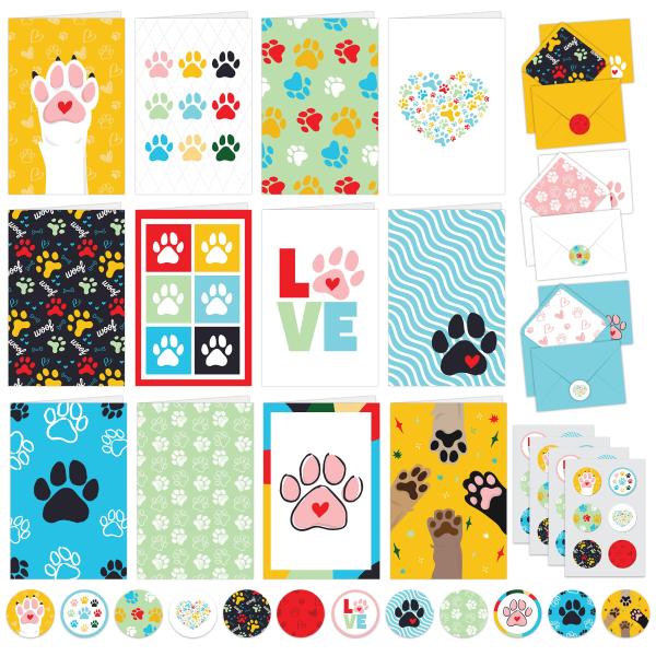 ・UNLEASH PAWSITIVITY - These colorful dog notecards and blank dog card are entirely blank on the inside, providing you w...
