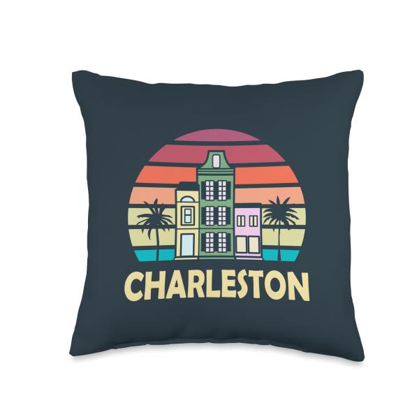 ・Charleston SC vintage palm tree and Charleston houses for lovers of the South・Unique chuck town cool design makes a gre...