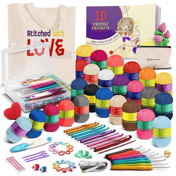 ・初心者のためのかぎ針編みキット: 当社の初心者、子供、大人用のオールインクルーシブの子供用かぎ針編みキットには、美しい手作りのかぎ針編みプロジェクトを作成するために必要なものがすべて含まれています。 かぎ針編みセットの内容: かぎ針編み糸...