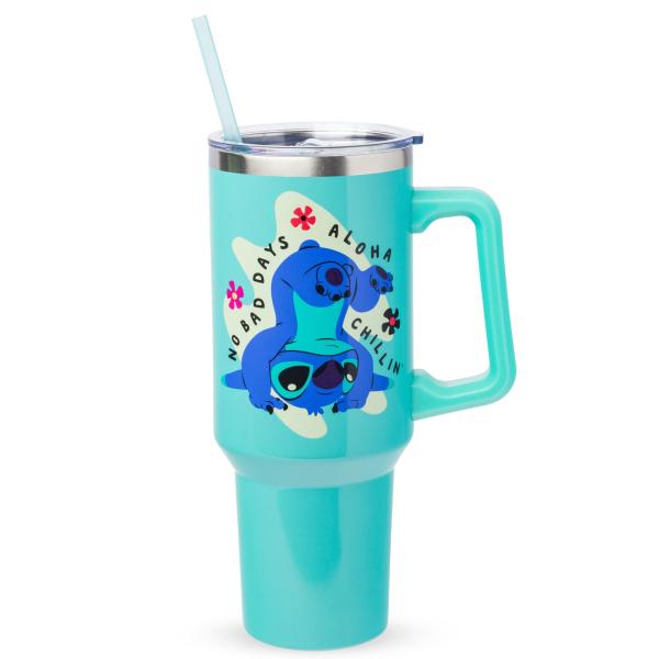 ・LILO AND STITCH: Join Stitch with this double-walled stainless steel travel tumbler that holds 40oz. Designed in a brig...