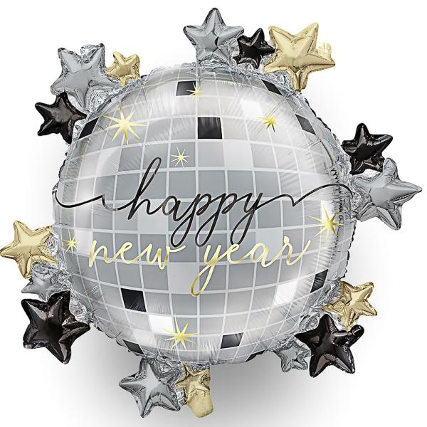 ・ELEVATE YOUR NEW YEAR'S EVE PARTY: Stand out with this Black, Silver ＆ Gold Giant Disco Foil Balloon - a perfect center...