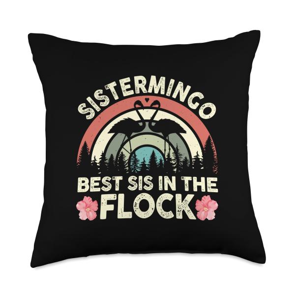・This flamingoes design reads Sistermingo Best Sis In The Flock and is for Siblings Day, Sister's Day or National Pink F...