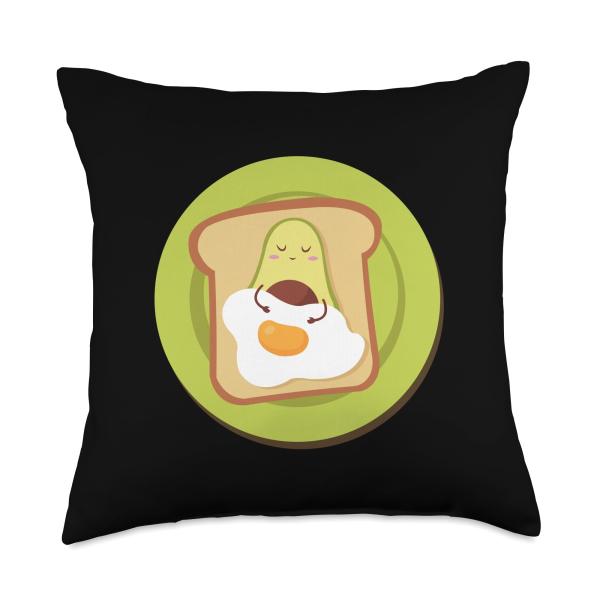 ・Avocado-Toast Egg Sandwich Avo-Bread Cute Kawaii Avocado sleeping on a plate. Fun avocado egg sandwich breakfast design...