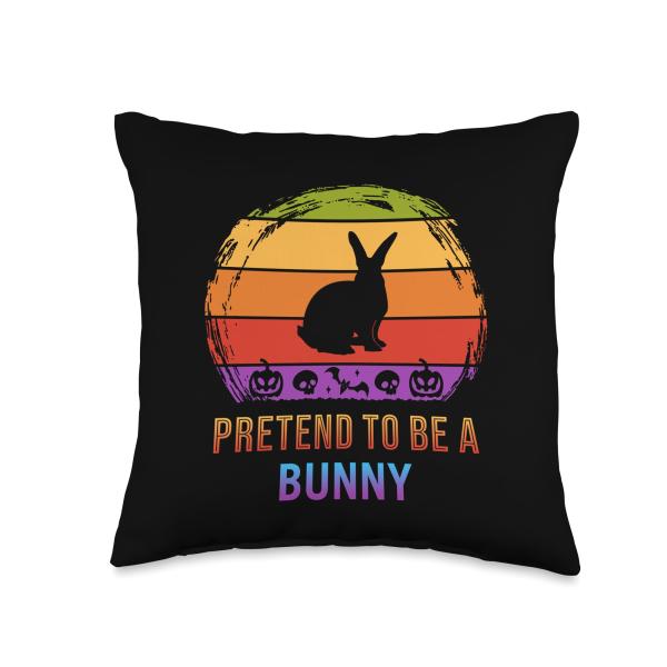 ・Pretend to be a Bunny Animal Halloween Costume design shows a Bunny in front of a vintage retro sunset ready for trick ...