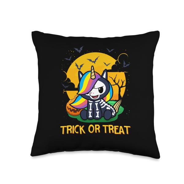 ・Unicorn Skeleton Trick Or Treat Halloween Costume design shows a Unicorn in front of a vintage retro sunset ready for t...