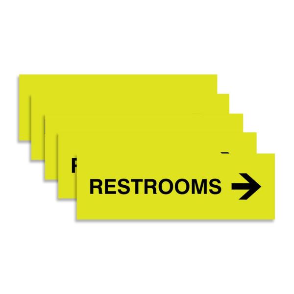 ・Clear Directional Guidance - Points guests and customers to the restroom with an easy-to-understand right arrow design....