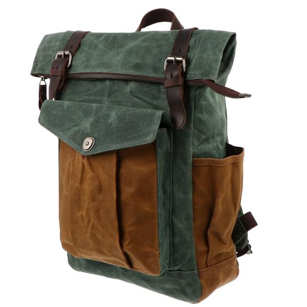 ・Mountaineering backpack-- ?【canvas backpack】this is a waxed canvas and leather backpack ( ) with multiple pockets and d...