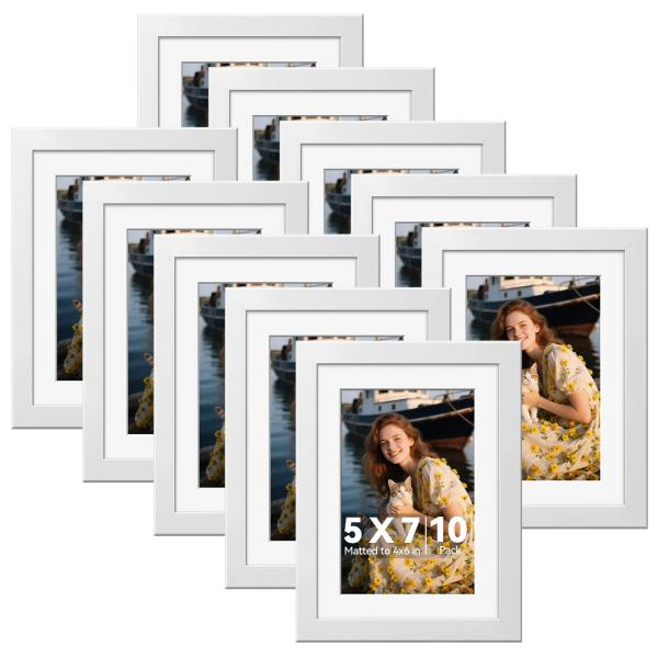 ・Multi-Pack Display: This picture frame set includes 10 pcs white 5x7 picture frames, which can hold 4x6 inch photos wit...