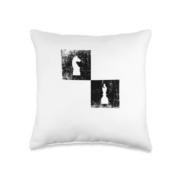 ・This edgy masterpiece pits the elegant knight against the cunning bishop, both in silhouette cutouts on distressed ches...