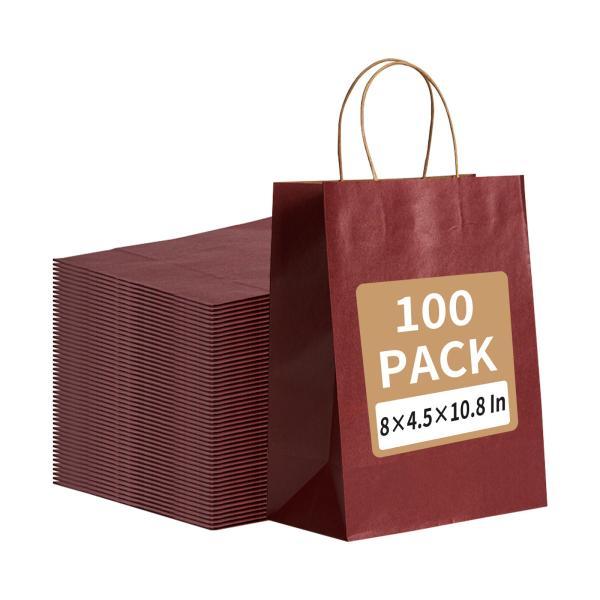 ・Kraft Paper Bags: Made from recyclable 110 GSM kraft paper, these paper gift bags can hold up to 8 LBS and measure 8" w...