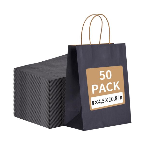 ・Kraft Paper Bags: Made from recyclable 110 GSM kraft paper, these paper gift bags can hold up to 8 LBS and measure 8" w...