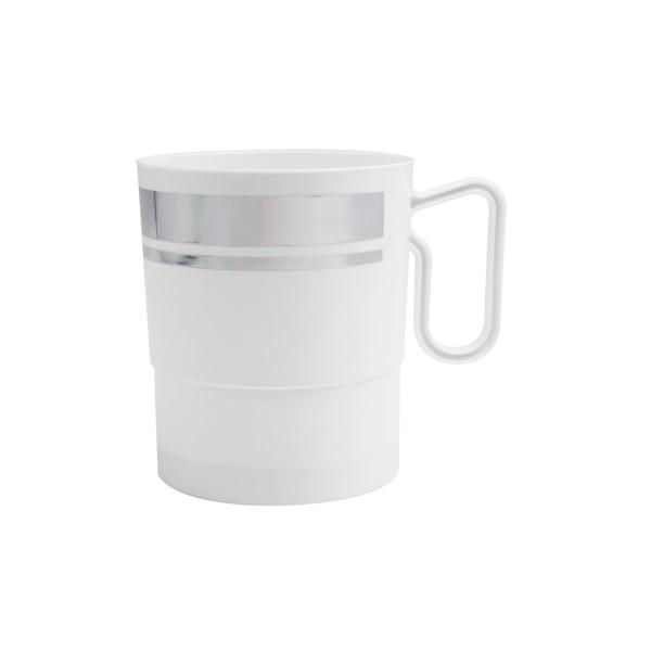 ・Package includes 20 white plastic coffee/tea cups with stylish silver rims, perfect for adding a touch of sophisticatio...